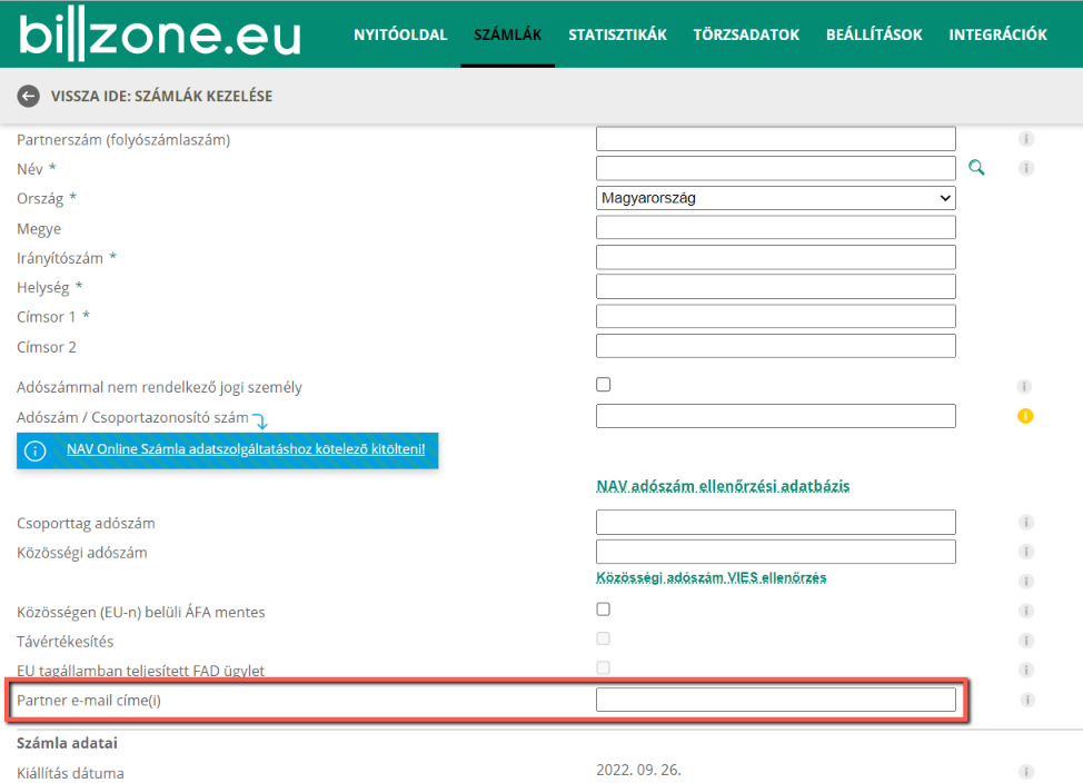 Számlakiküldés - Billzone.eu